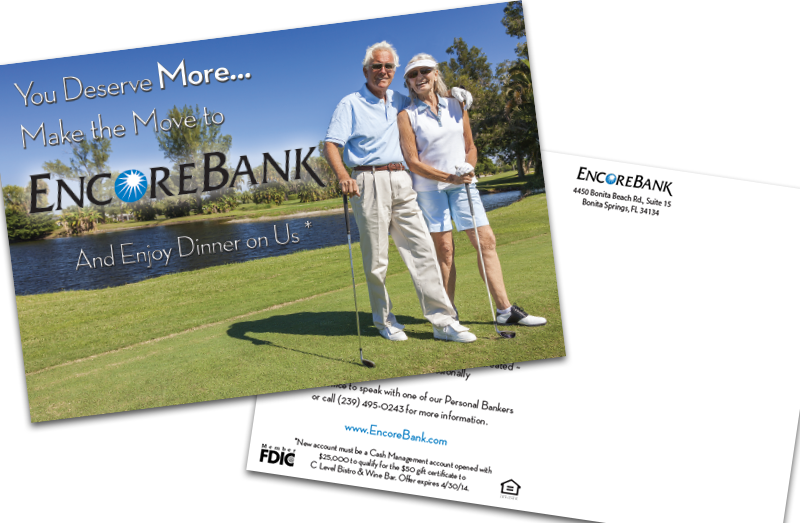 Encore Bank Consumer Postcard - CONRIC pr + marketing