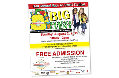 The Multicultural Centre's Big Backpack Event Flyer - CONRIC pr + marketing